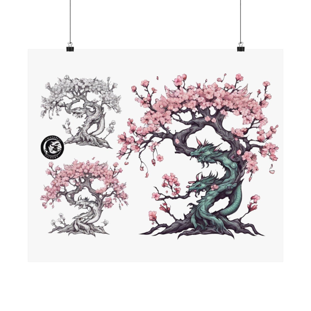 Cherry Blossom Dragons Original Concept Sketch Art V1 - Etsy