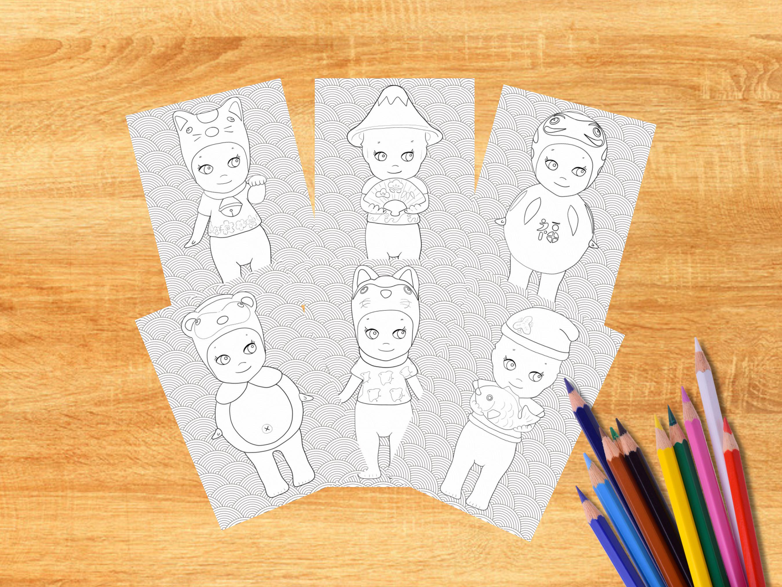 Sonny Angel Colouring Book - Japanese Good Luck - Etsy