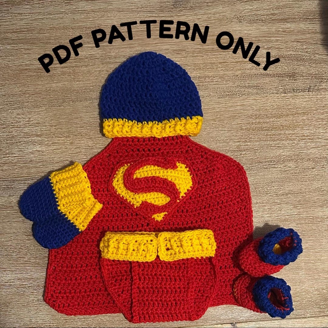 Crochet Bat Superhero Baby Set Pattern (PDF Download) Mittens, Cape ...