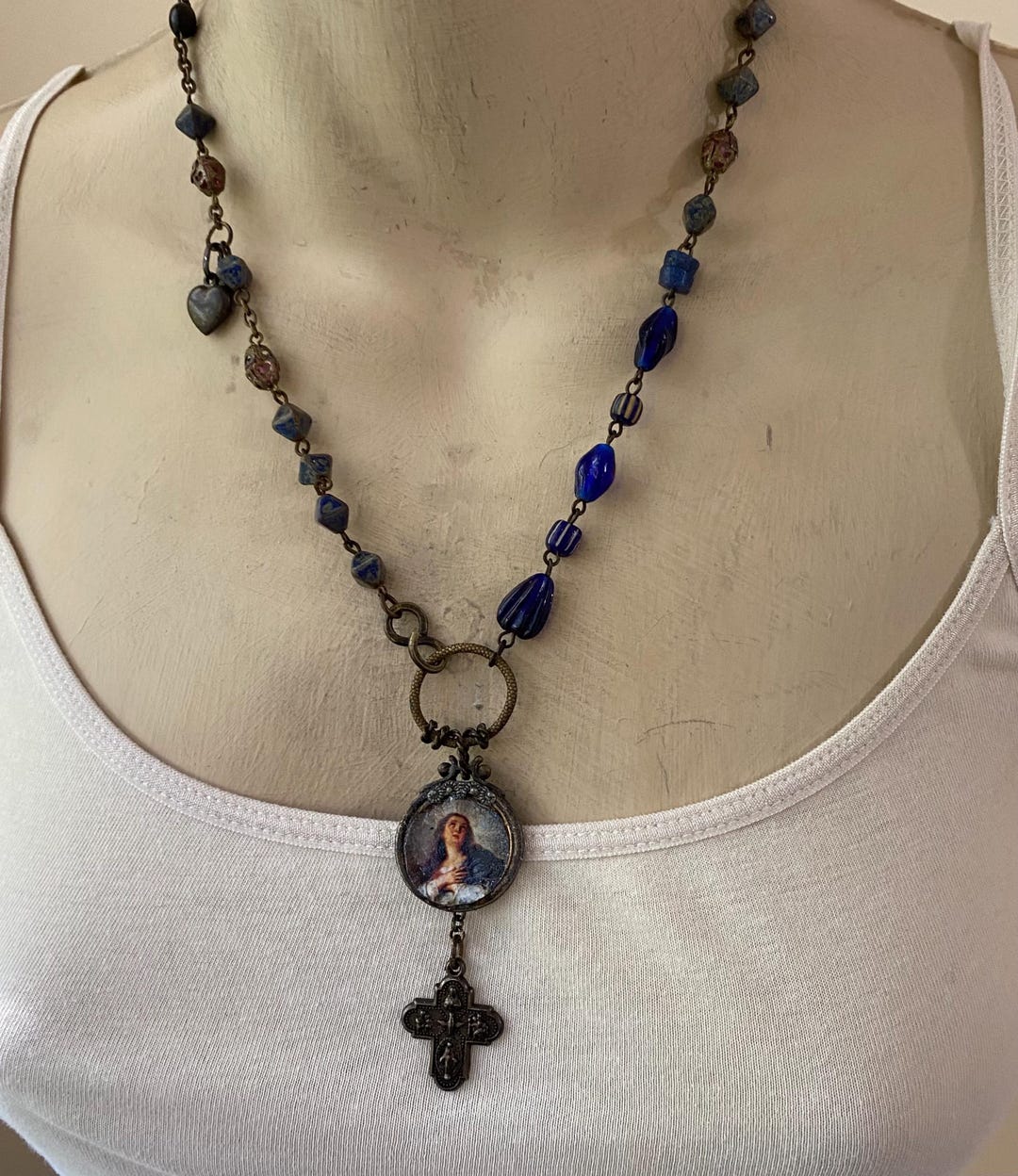 Madonna Divine, Repurposed Religious Assemblage Necklace - Etsy