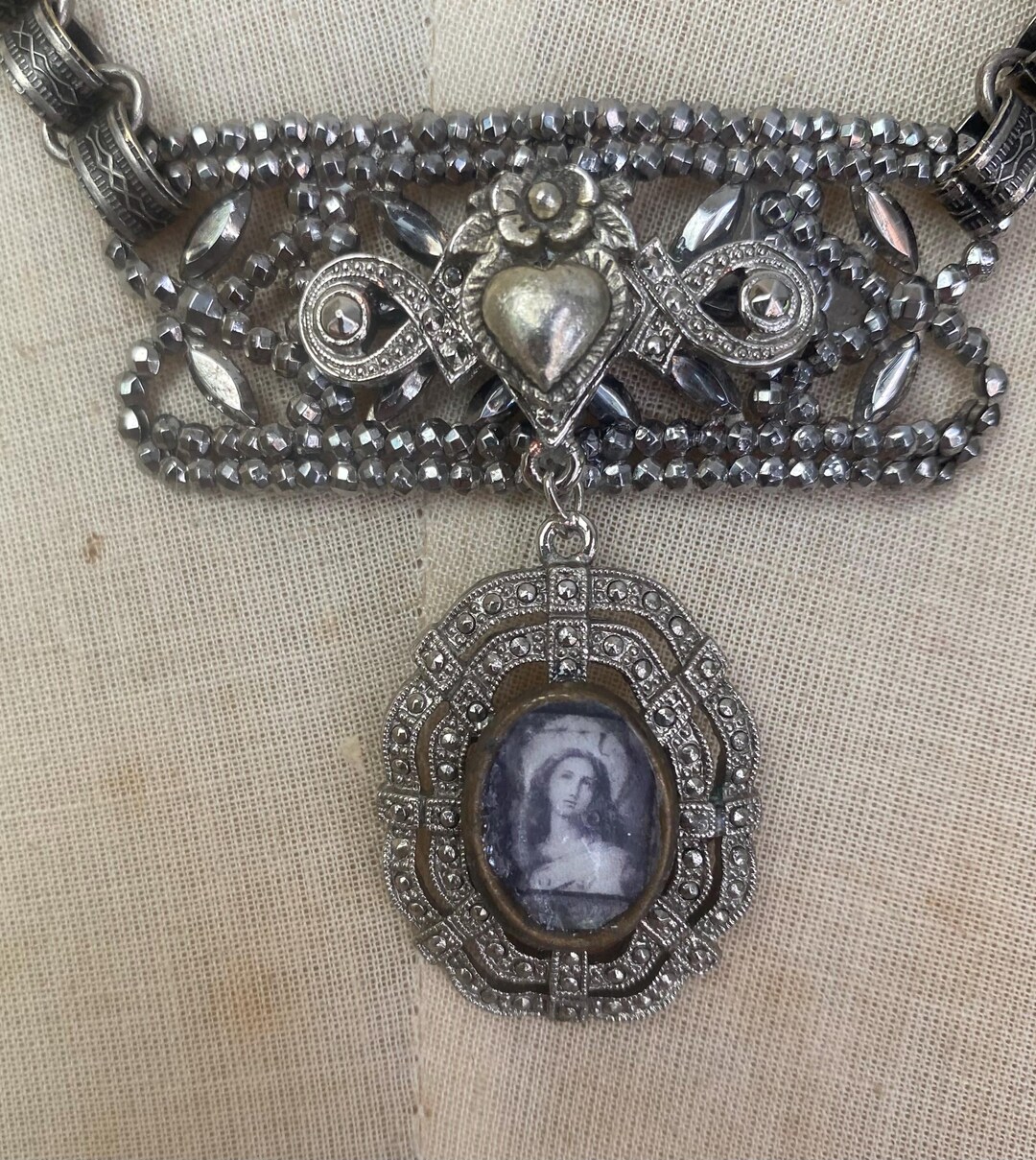 Madonna Divine Repurposed Antique Cut Steel Buckle Religious Assemblage ...