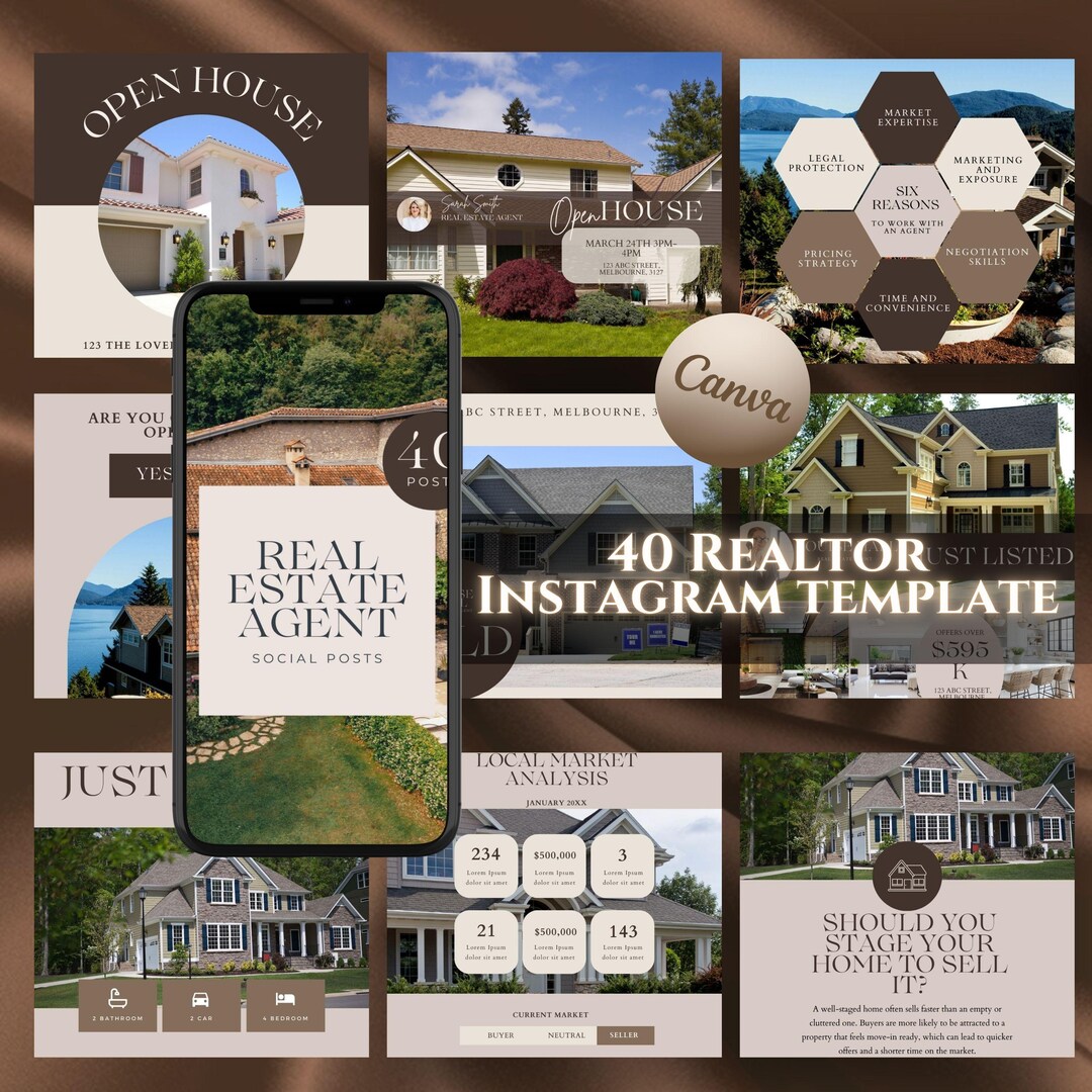40 Real Estate Instagram Post Templates, Realtor Post Templates, Luxury ...