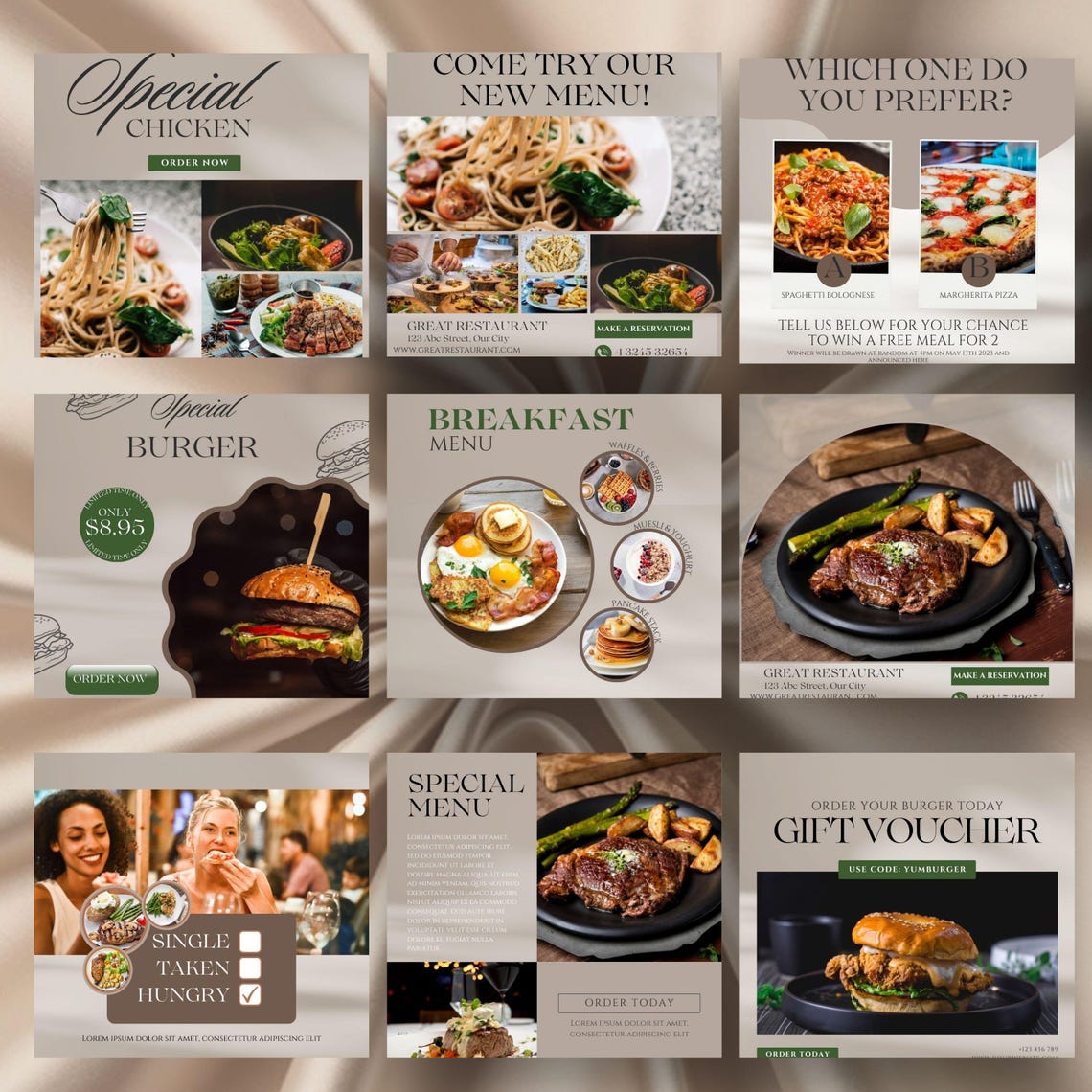 50 Food Instagram Template, Restaurant Instagram Post Template ...