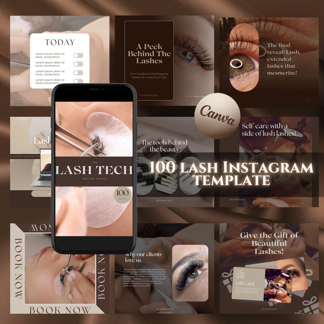 100 Lash Tech Instagram Post, Lash Social Media Templates, Lash Stylist ...