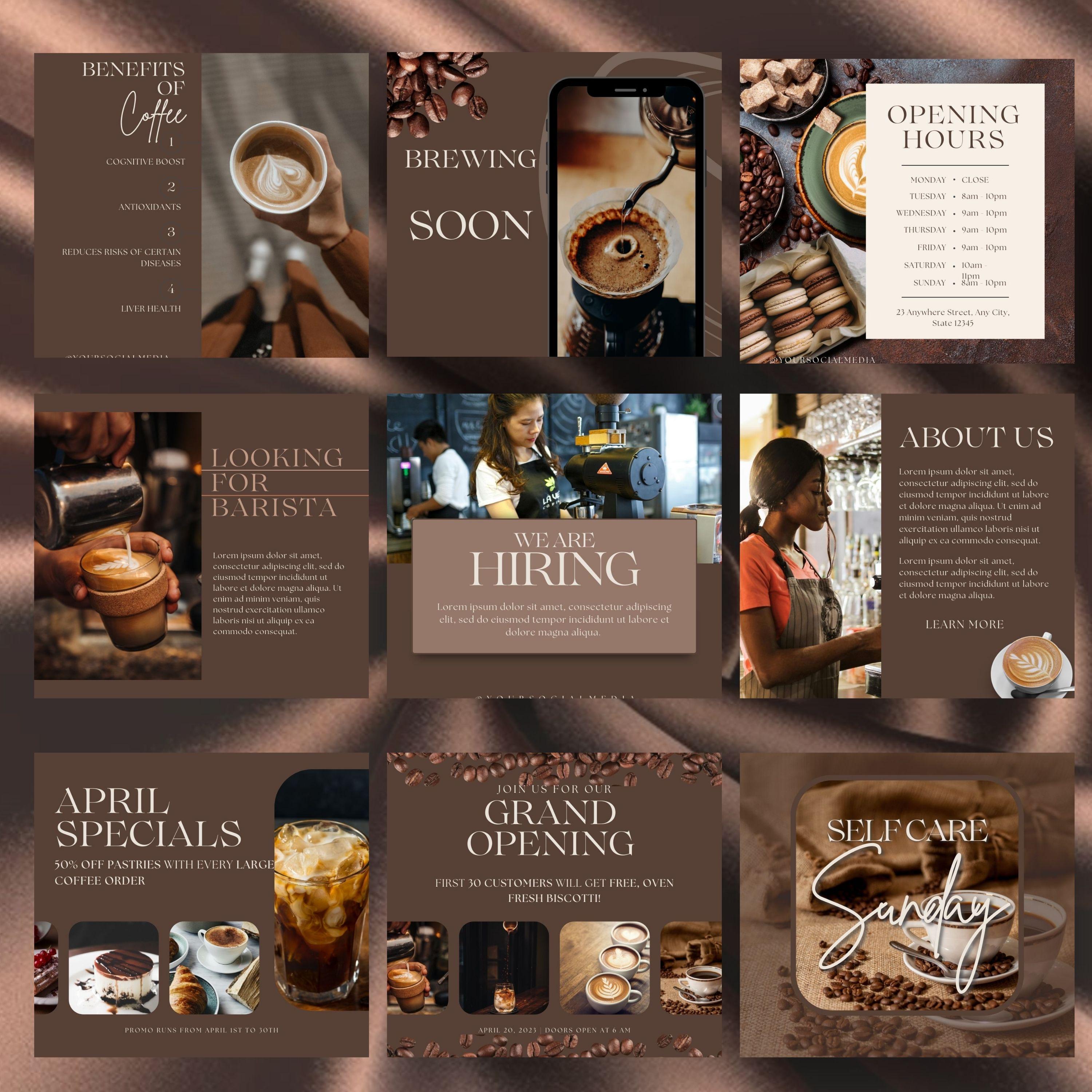 Coffee Instagram Post Templates, Cafe Instagram Template, Coffee Lover ...
