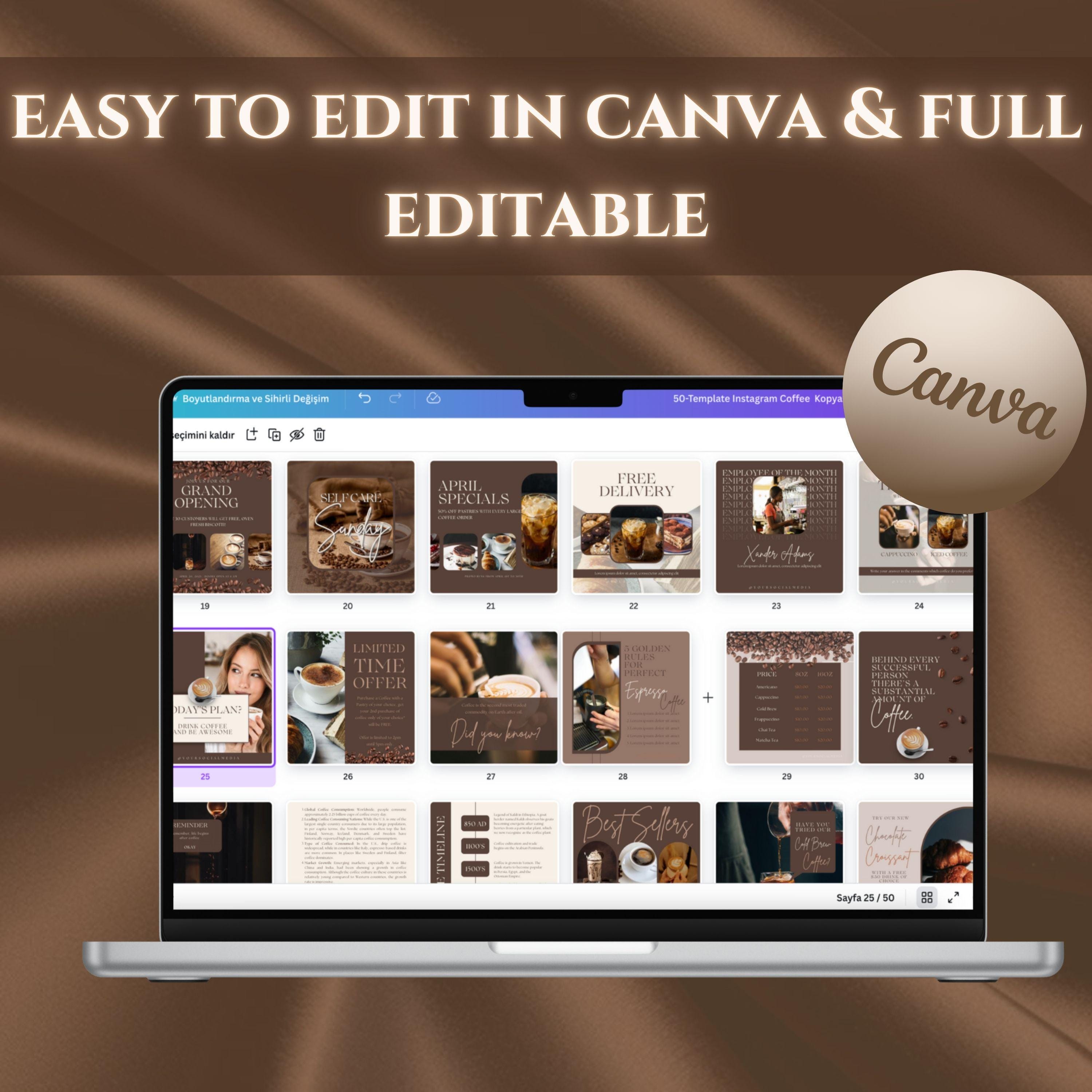 Coffee Instagram Post Templates, Cafe Instagram Template, Coffee Lover ...