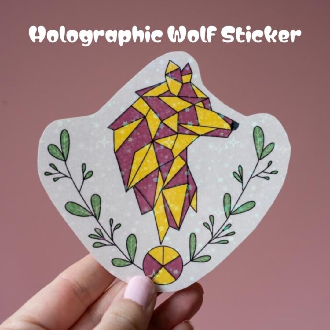 Holographic Wolf Sticker Laptop Decal Indoor and Outdoor Durable Vinyl ...