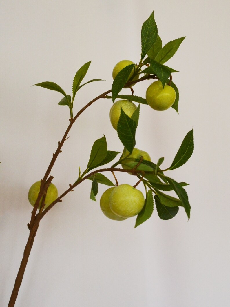 Artificial Plum Branch With Leaves and Fruit, Faux Plum Tree Stem ...
