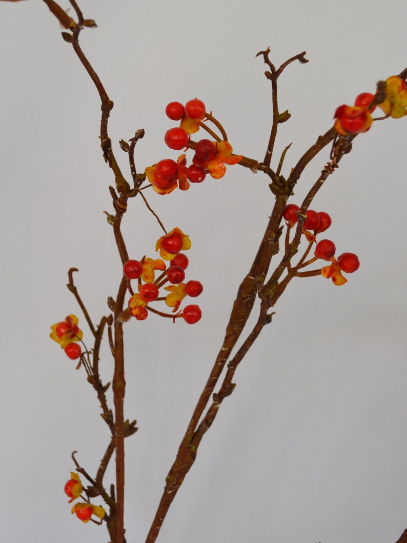 Artificial Bittersweet Berry Branch, Faux Berry Stem for Autumn Floral ...