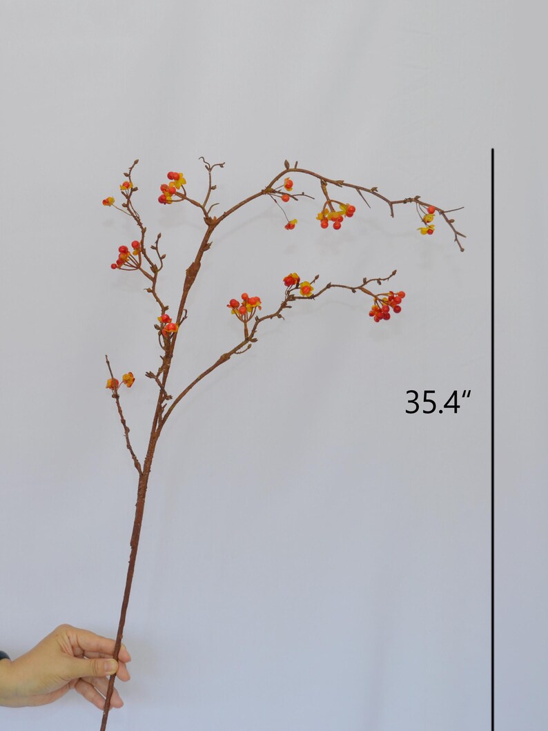 Artificial Bittersweet Berry Branch, Faux Berry Stem for Autumn Floral ...