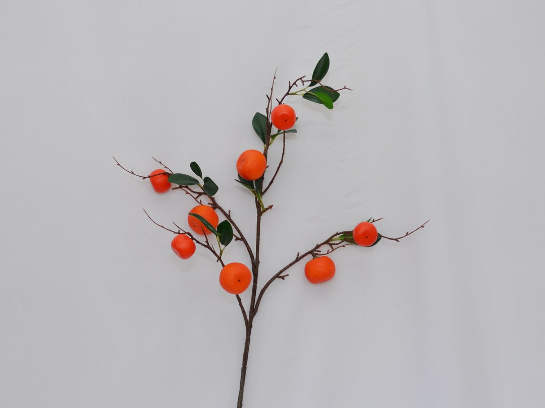 Artificial Mandarin Orange Branch, Faux Citrus Tree Stem, Realistic ...