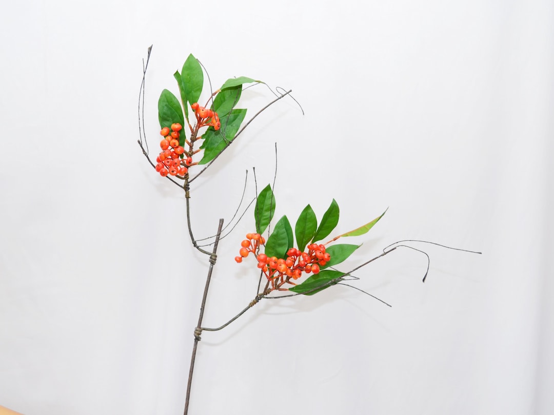 Artificial Sea Buckthorn Berry Branch, Faux Decorative Plant With Red ...