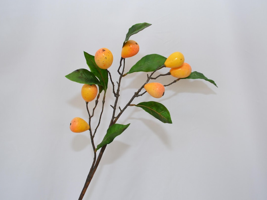 Artificial Loquat Fruit Branch, Faux Loquat Stem With Yellow-orange ...