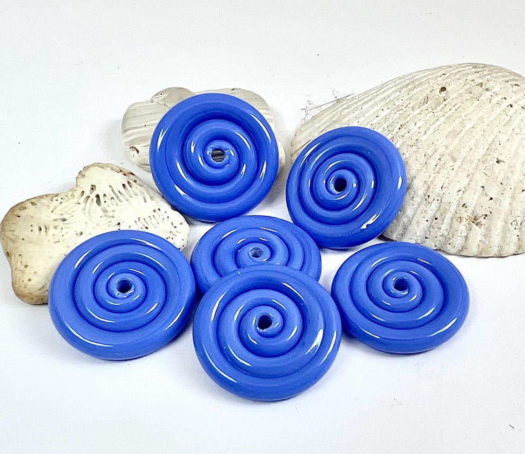 Dark Periwinkle Blue Regular Size Lampwork Glass Disc Beads, Jewelry ...