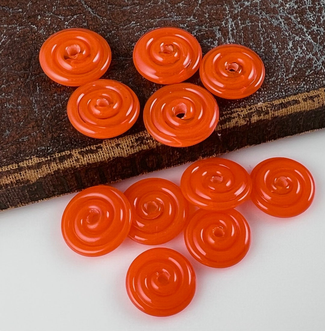 Orange Crush Small Bead Discs, Swirl Beads, Round Disc Bead Supplies ...