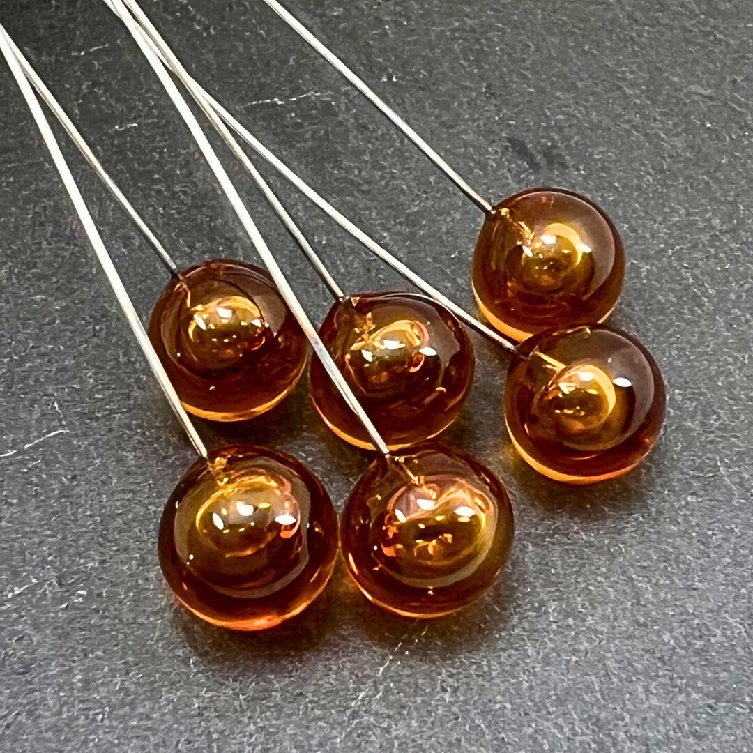 Topaz Amber Glass Ball Headpin Set, Lampwork Glass Hollow Balls ...