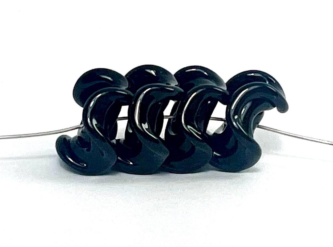 Black Ruffle Glass Disc Beads for Jewelry Making - Lampwork Beads ...