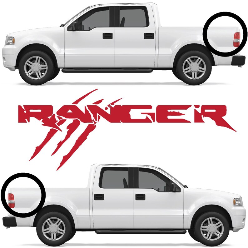 2pcs FORD RANGER Decal Sticker Sport Racing Claws Stripe Emblem Car ...