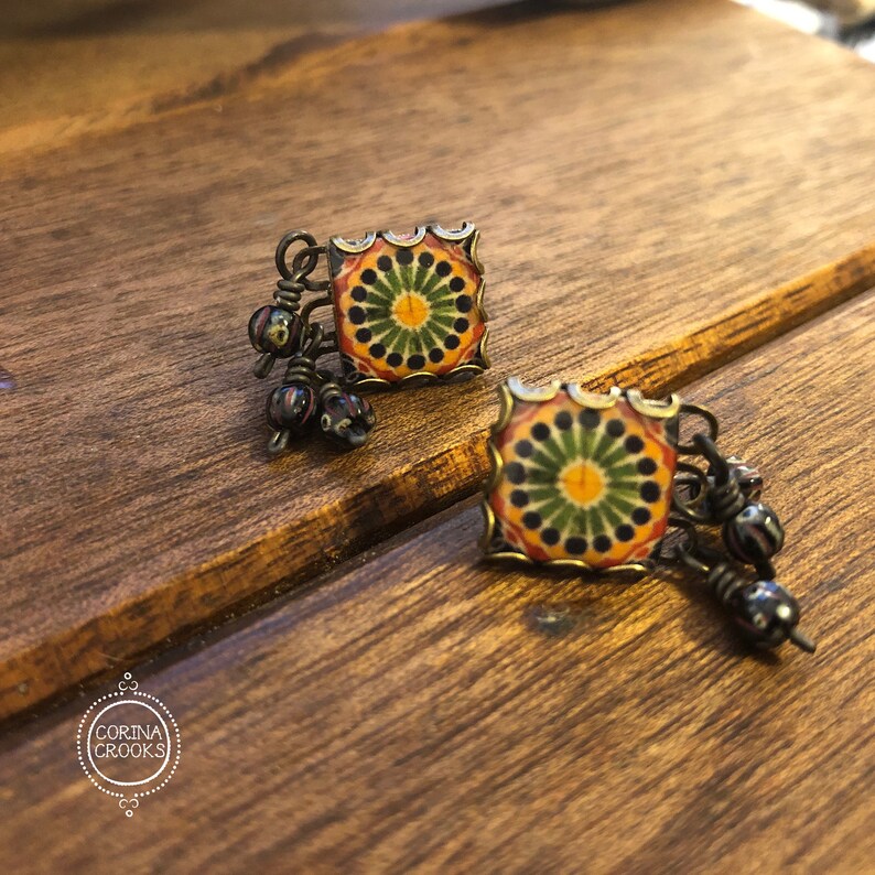 Turkish Tile Beaded Stud Earrings, Post Earrings, Bridesmaid Gifts ...