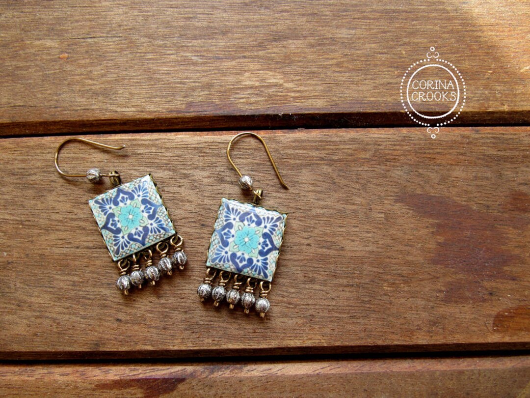 Mexican Wedding Earrings, Mexican Pottery Pattern, Fiesta Jewelry ...