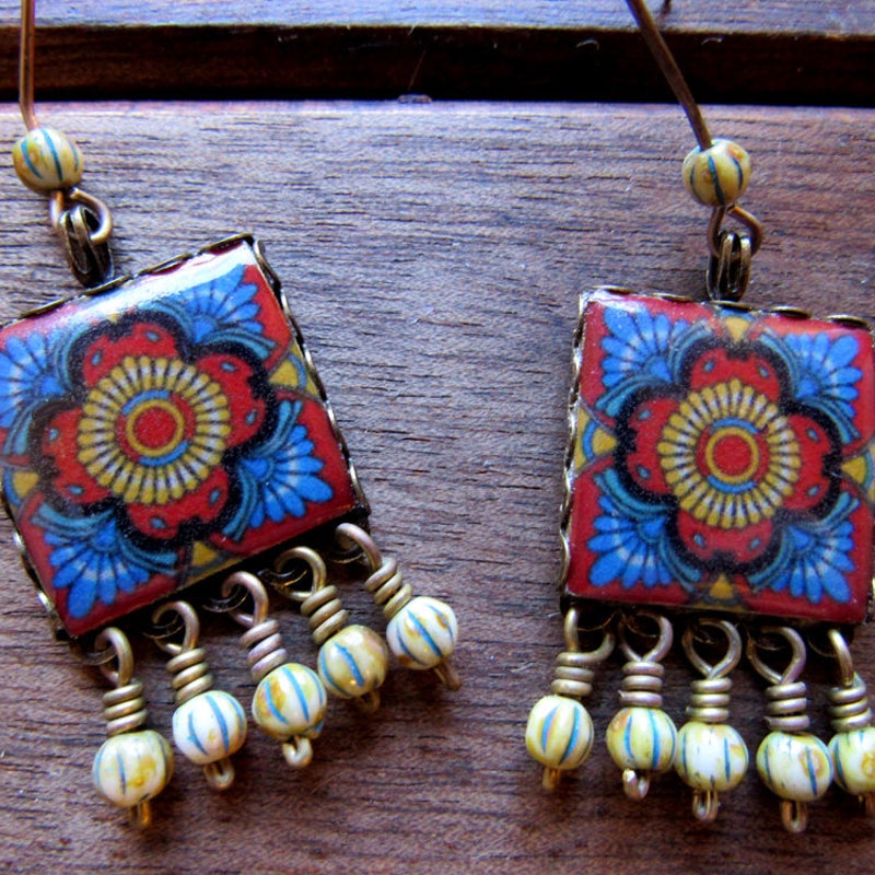 Tile Earrings - Etsy