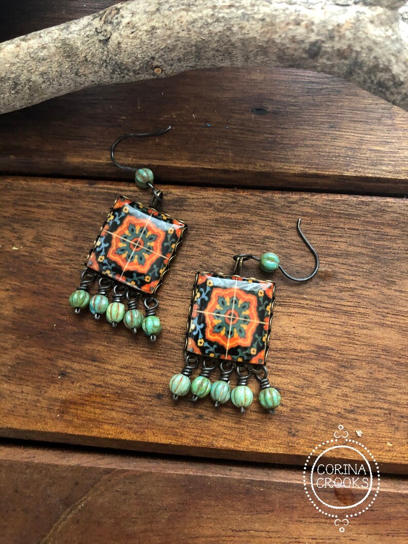 Wanderlust Jewelry, Vintage Earring Tile Patterns, Boho Earrings ...