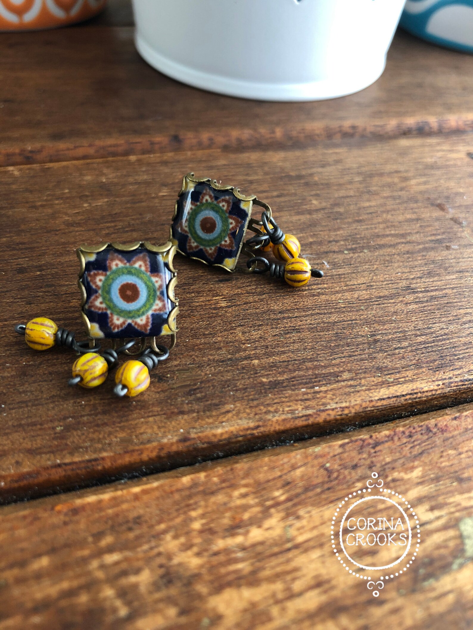 Mexican Earrings, Latinx Earrings, Mexican Jewelry, Talavera Tile ...