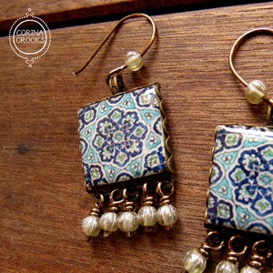 Turkish Tile Earrings, Islamic Tile, Ethnic Jewelry, Islamic Earrings ...