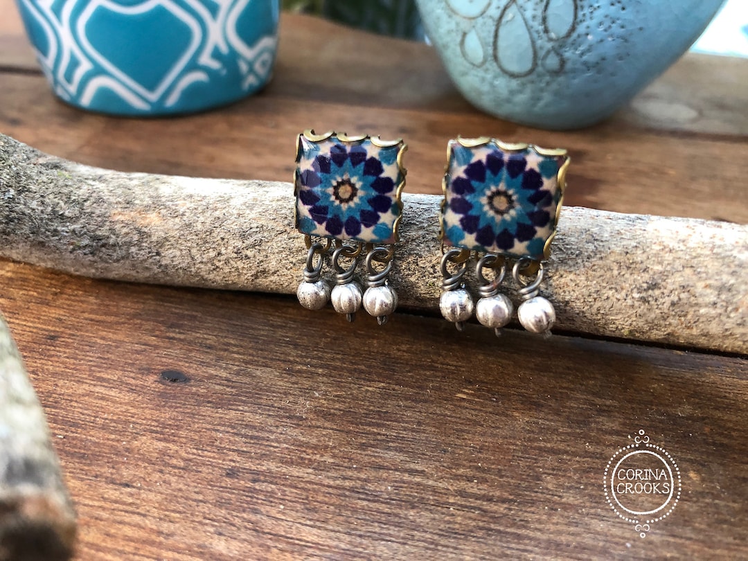 Tile, Moroccan Art, Moroccan Earrings, Moroccan Jewelry, Tile Gifts ...