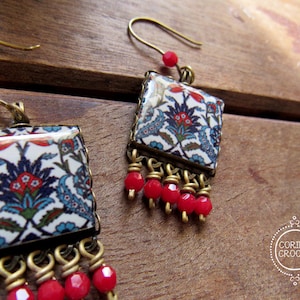Turkish Tile Earrings, Islamic Tile, Ethnic Jewelry, Islamic Earrings ...