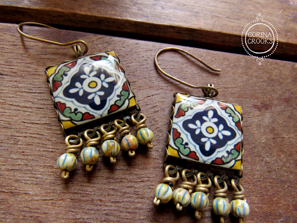 Talavera Tile Earrings Mexican Tile Earrings Mexican | Etsy
