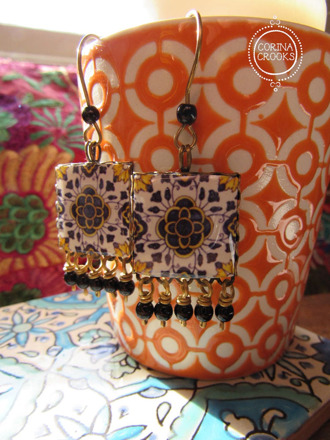 Italian Tile Design Earring, Italian Jewelry, Statement Earrings ...