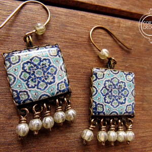 Turkish Tile Earrings, Islamic Tile, Ethnic Jewelry, Islamic Earrings ...