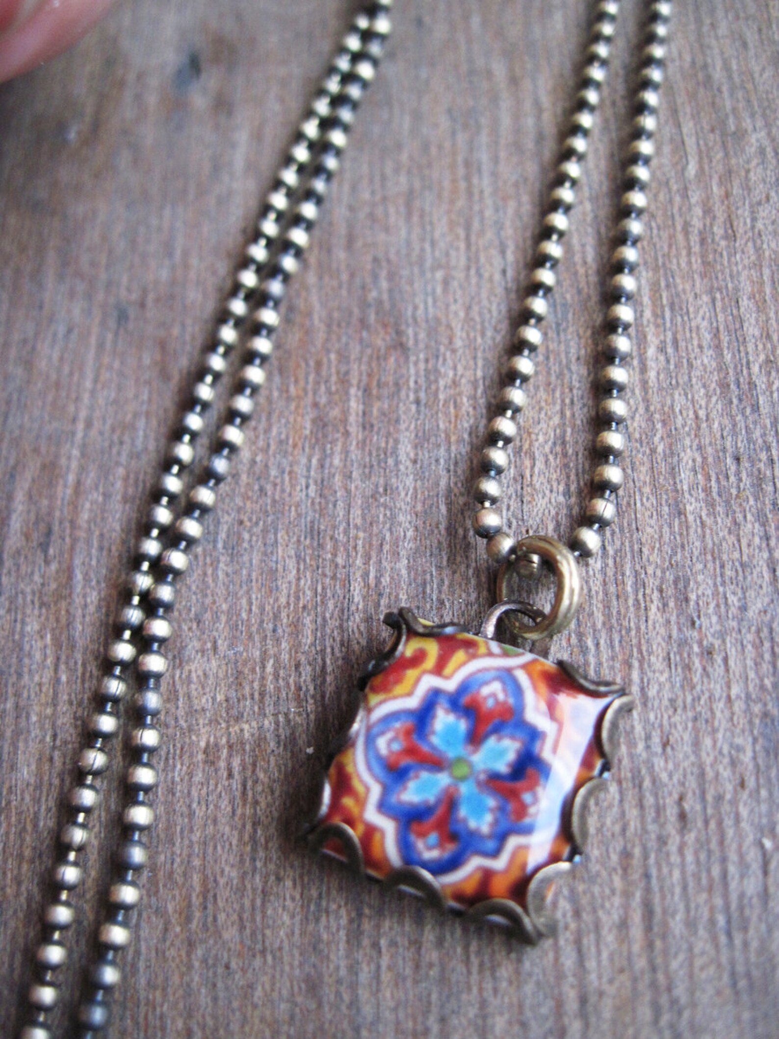 Mexican Folk Art Tile Necklace, Mexican Jewelry, Mexican Wedding ...
