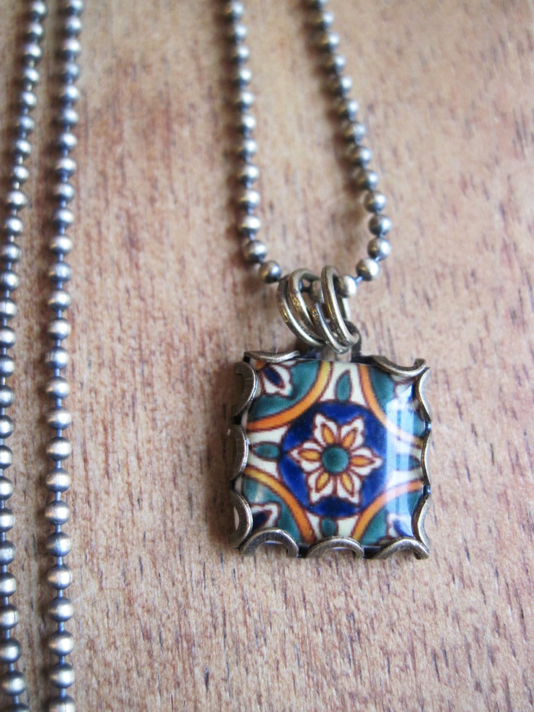 Ceramic Tile Necklace, Morocco, Portugal, Spain, Mexico, Mediterranean ...