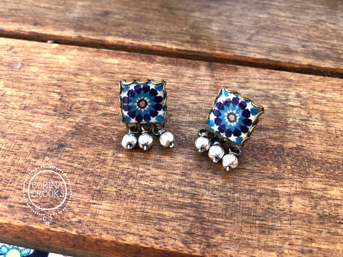Tile, Moroccan Art, Moroccan Earrings, Moroccan Jewelry, Tile Gifts ...