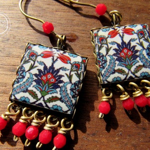 Turkish Tile Earrings, Islamic Tile, Ethnic Jewelry, Islamic Earrings ...