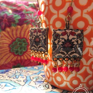 Turkish Tile Earrings, Islamic Tile, Ethnic Jewelry, Islamic Earrings ...