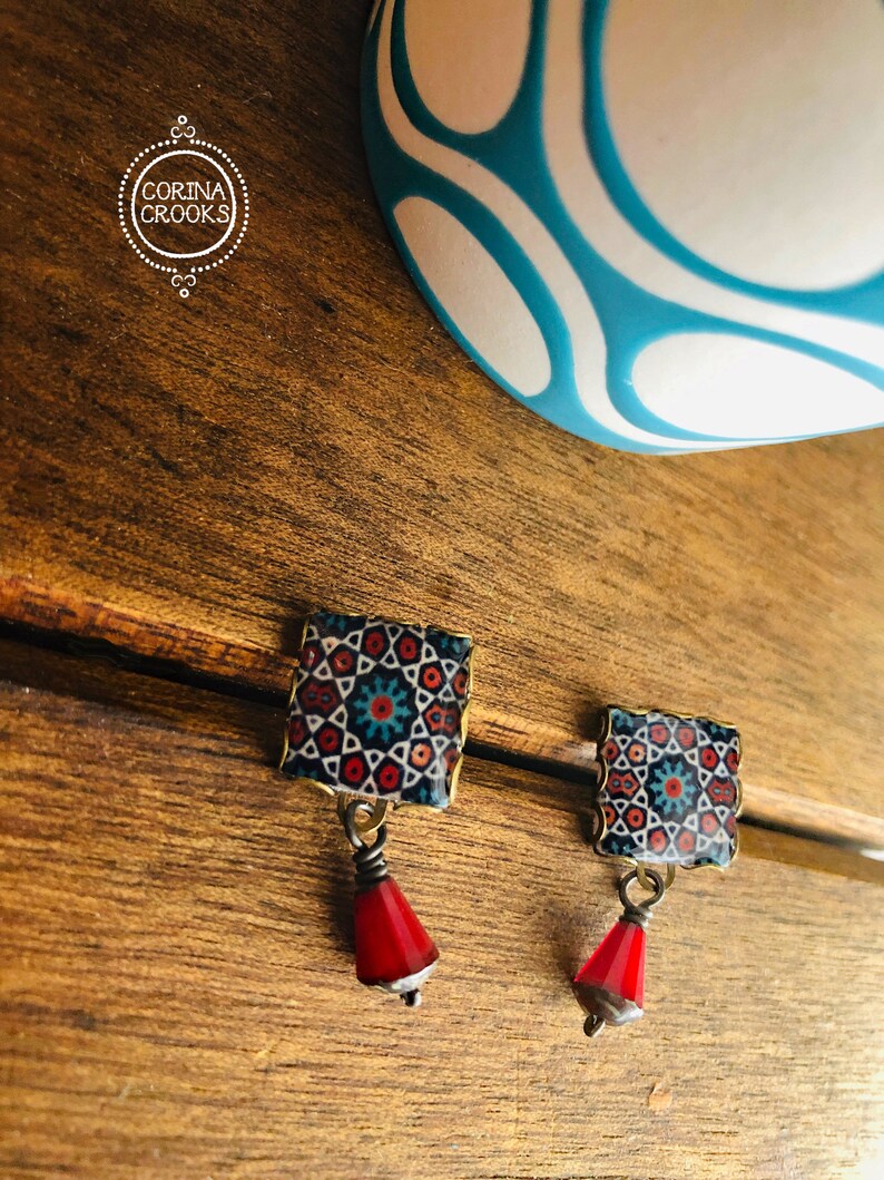 Moroccan Earrings, Moroccan Jewelry, Tile Gifts, Morocco Gifts, Islamic ...