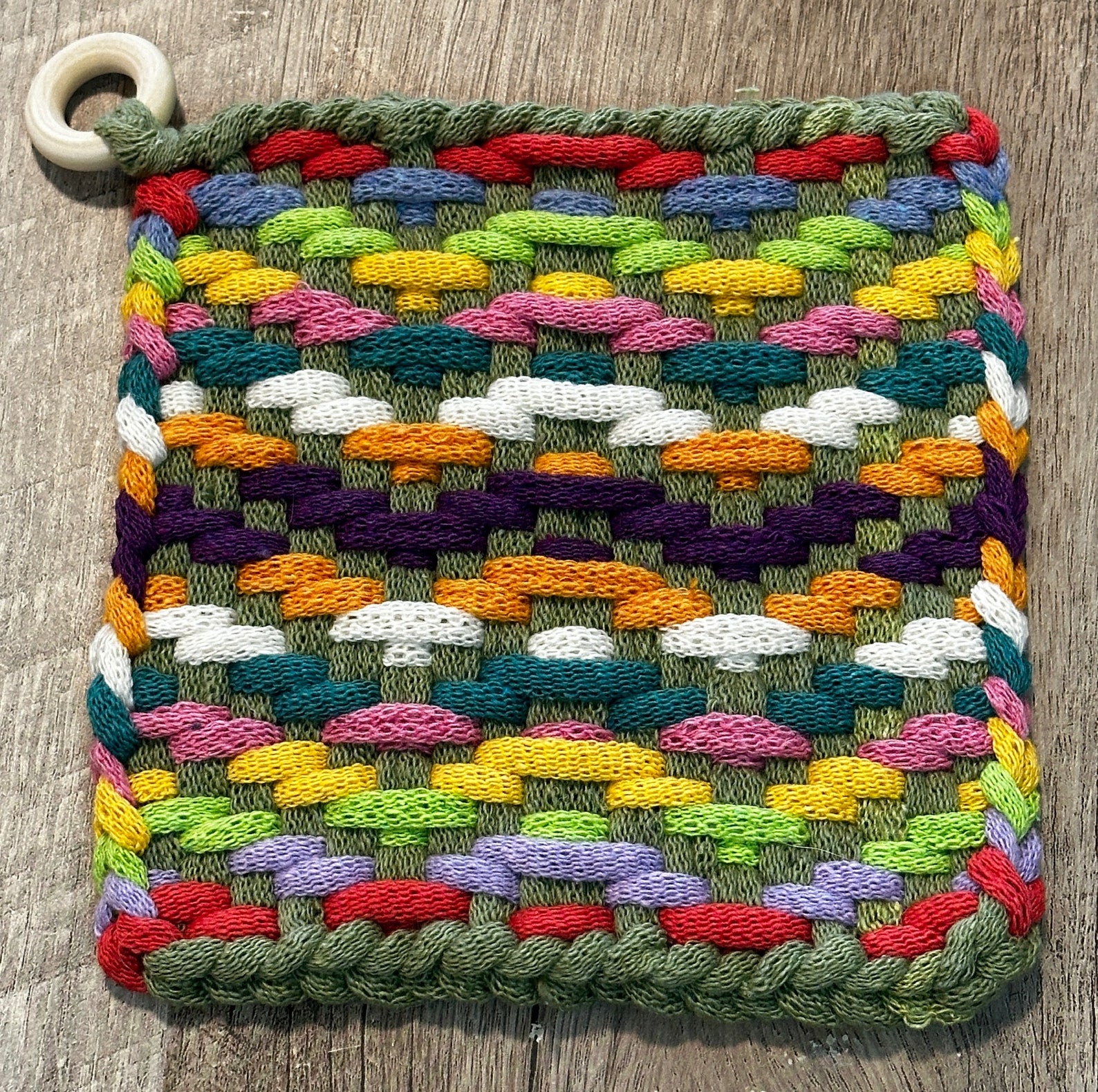 Set of 2 Handwoven Potholders, Multicolored, Hot Pad, Trivet, Thick ...