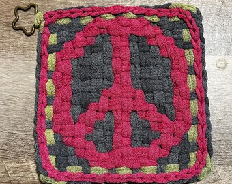 Set of 2 Handwoven Potholders, Multicolored, Hot Pad, Trivet, Thick ...