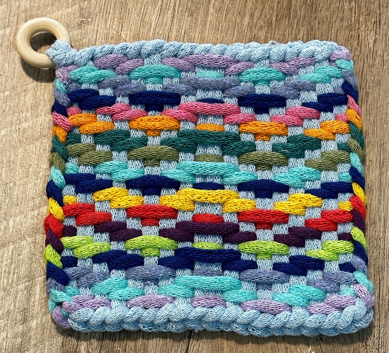 Set of 2 Handwoven Potholders, Multicolored, Hot Pad, Trivet, Thick ...