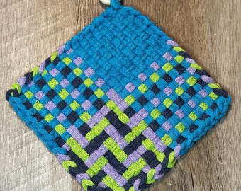 Set of 2 Handwoven Potholders, Multicolored, Hot Pad, Trivet, Thick ...