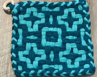 Set of 2 Handwoven Potholders, Multicolored, Hot Pad, Trivet, Thick ...