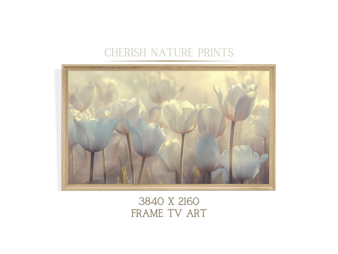 Frame TV Art White Tulips | Vintage Painting for Samsung TV | Flower ...