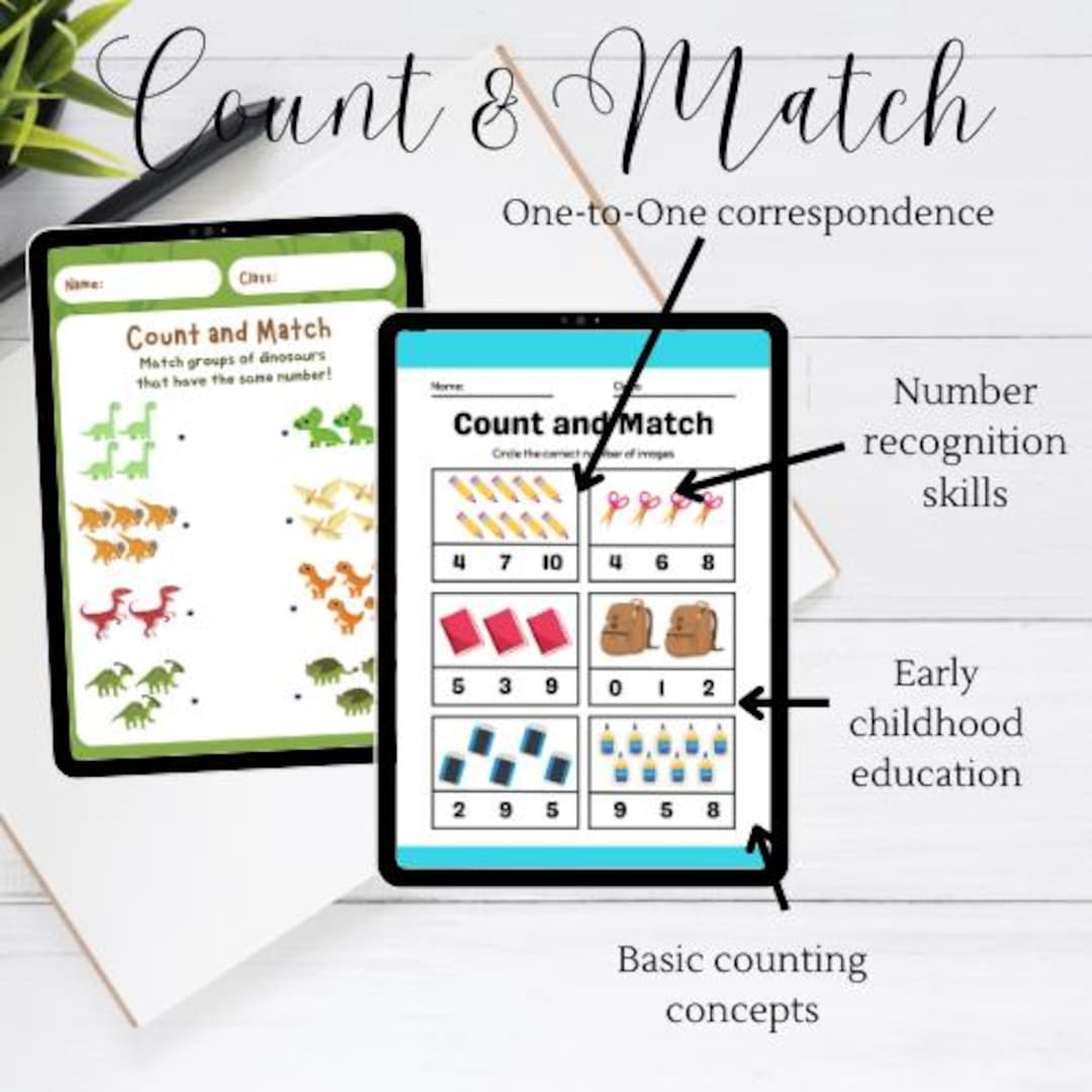 Counting and Matching Numbers Printable - Digital Download | Fun Early ...
