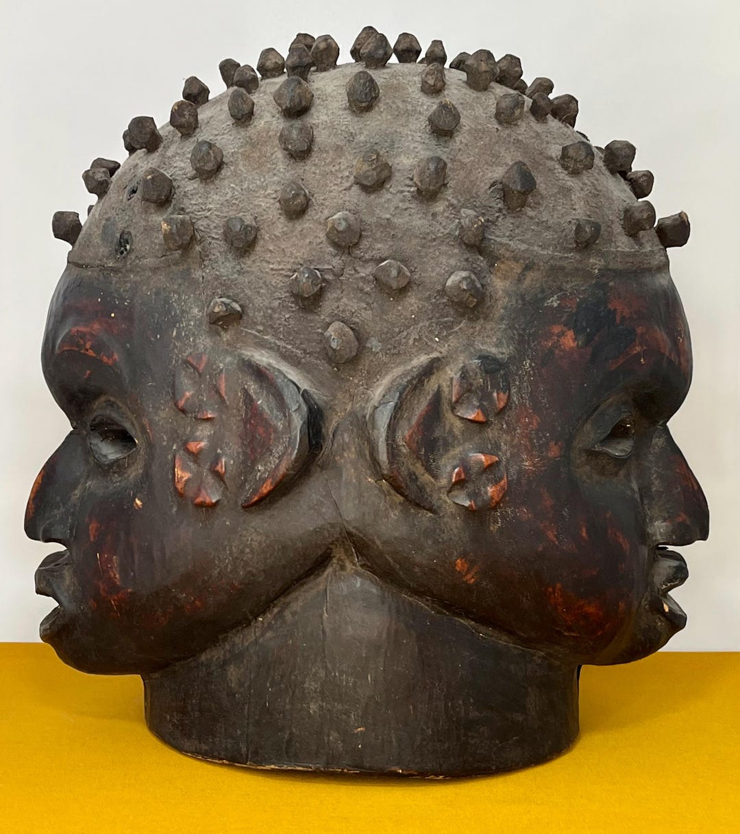 Ekoi Two Headed Mask. Antelope Skin Over Carved Wood. Ejagham Janus ...