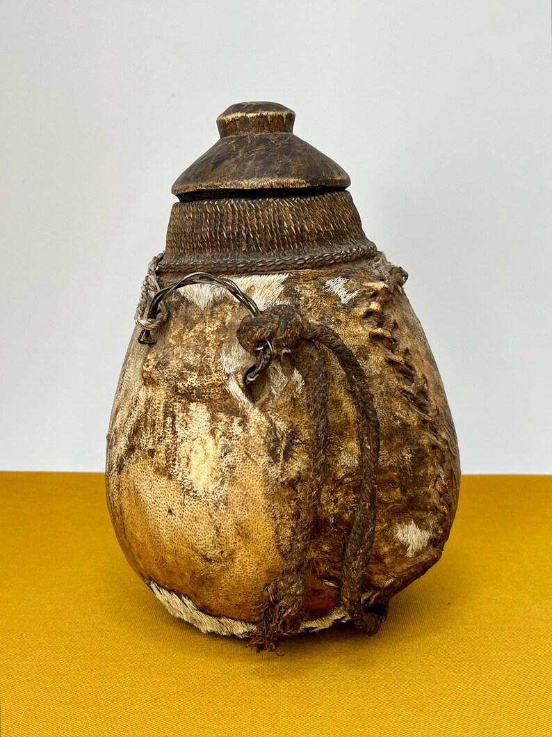 Borana Gorfa. Milk Jug. Animal Hide Stretched Over Carved Wood. Kenya ...