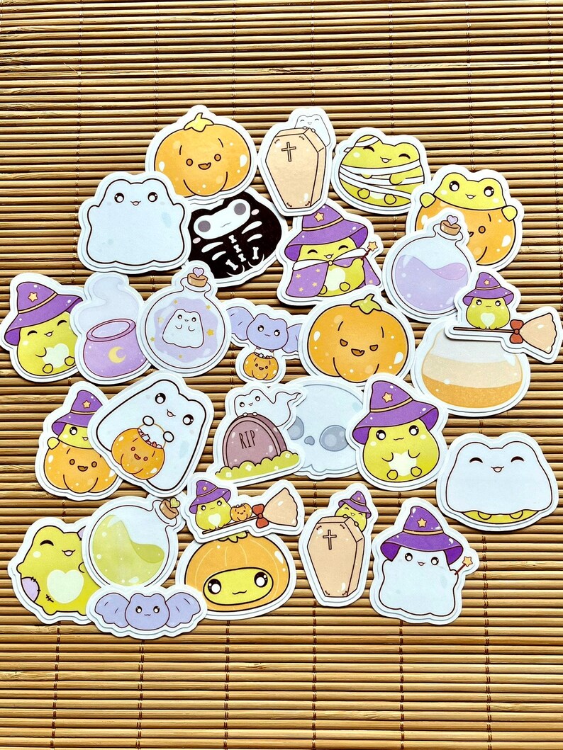 Cute Kawaii Halloween Frogs - 28 Glossy Paper Stickers - Etsy