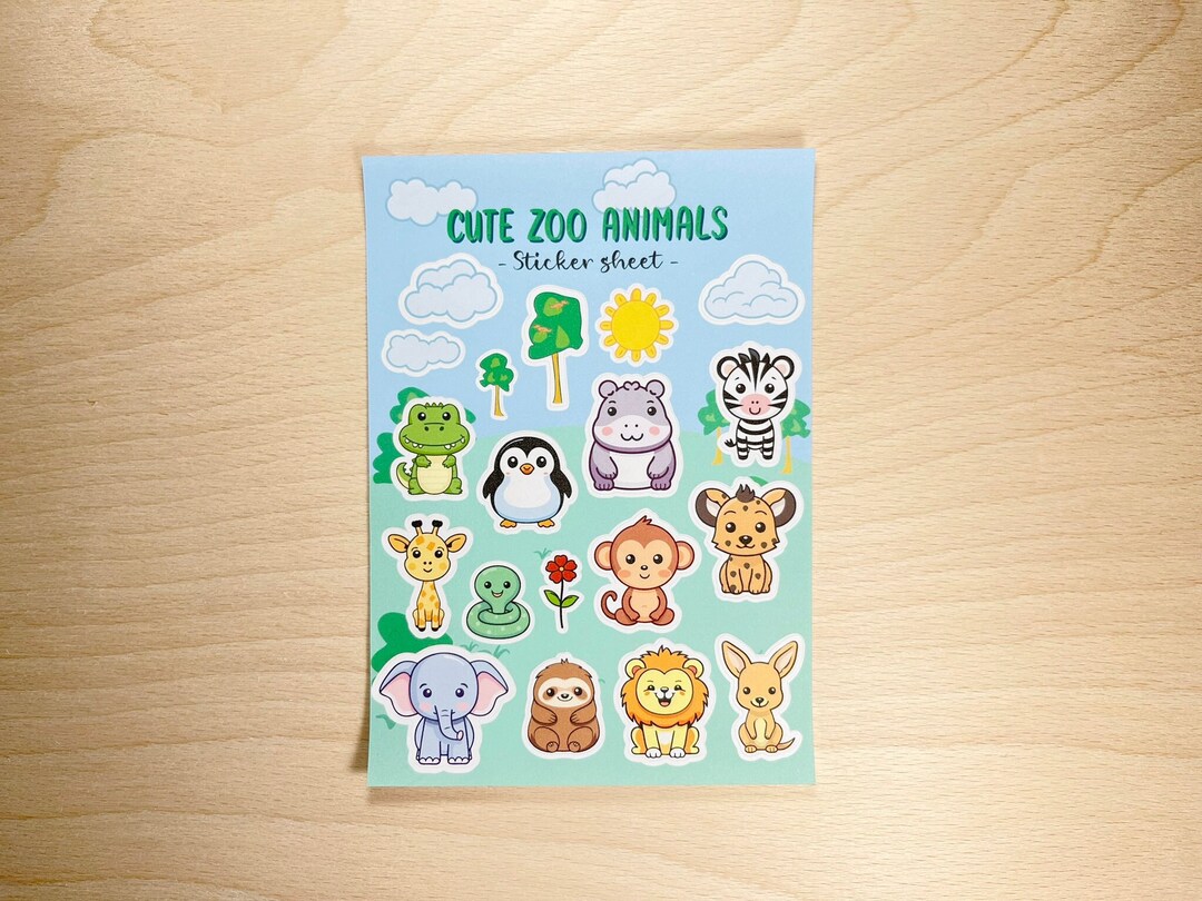 Zoo Animals Sticker Sheet for Kids - Etsy